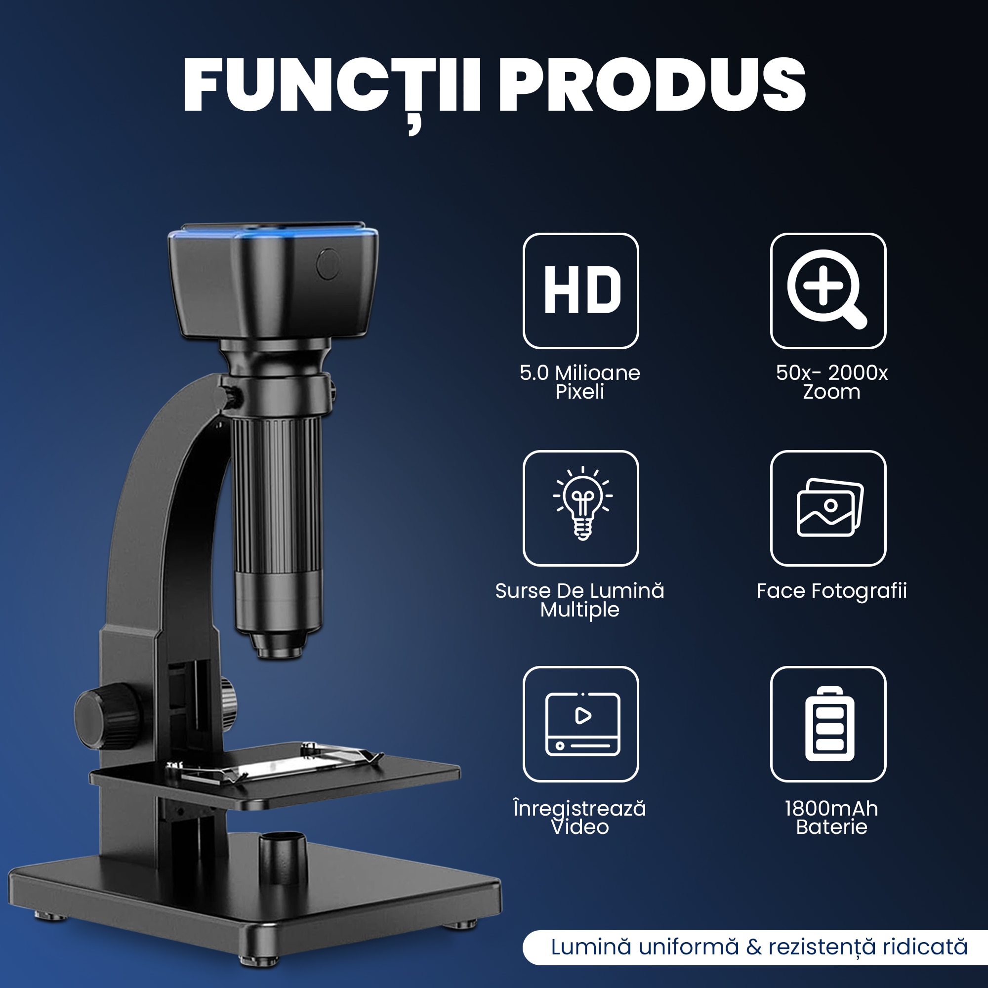 Microscop Digital Ventlex, de inalta putere 2000X, Camera 5Mpx, cu doua ...