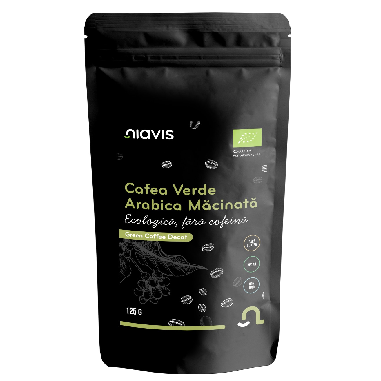 Cafea Verde Arabica Macinata fara Cofeina Ecologica/Bio 125g NIAVIS ...