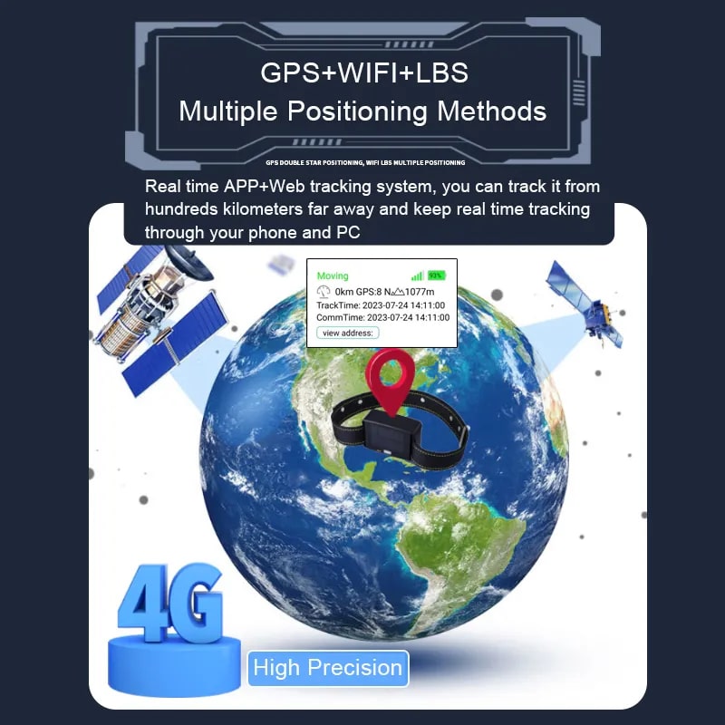 Zgarda cu Tracker GPS, Localizare si urmarire GPS, 4G, pentru Animale ...