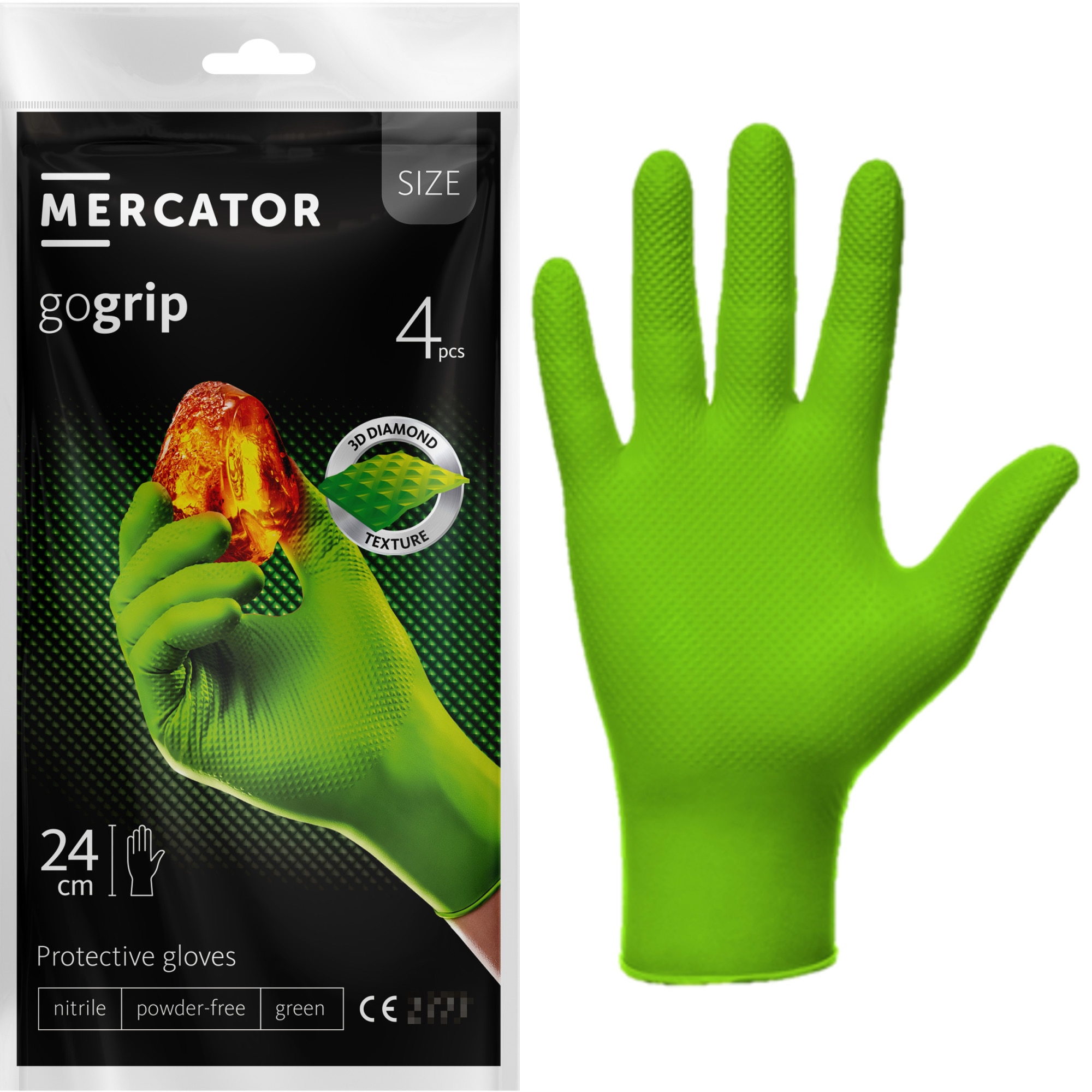Set 4 bucati Manusi Mercator GoGrip, Nitril, groase si rezistente ...