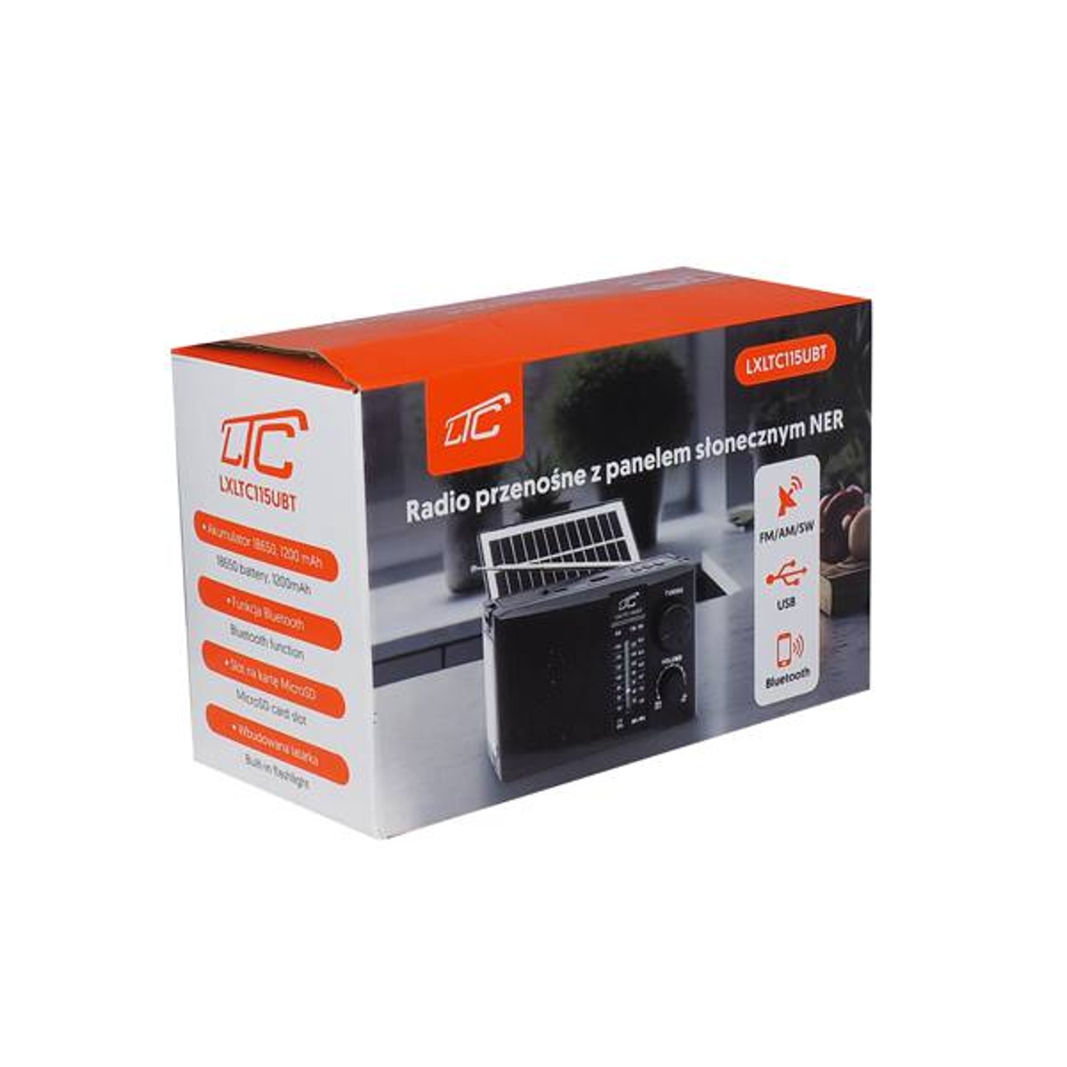Radio portabil cu panou solar si lanterna, LTC Ner, Bluetooth, FM/AM/SW ...