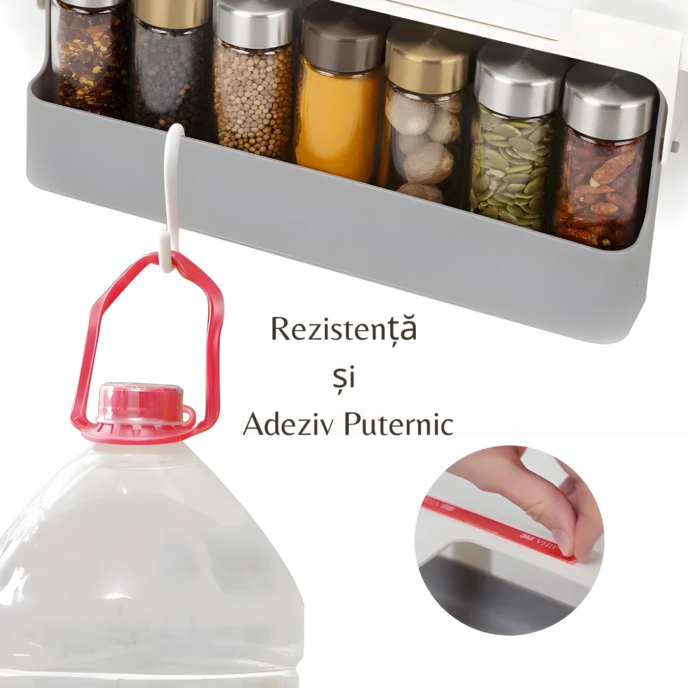 Suport Autoadeziv pentru Condimente cu 6 Recipiente - eMAG.ro