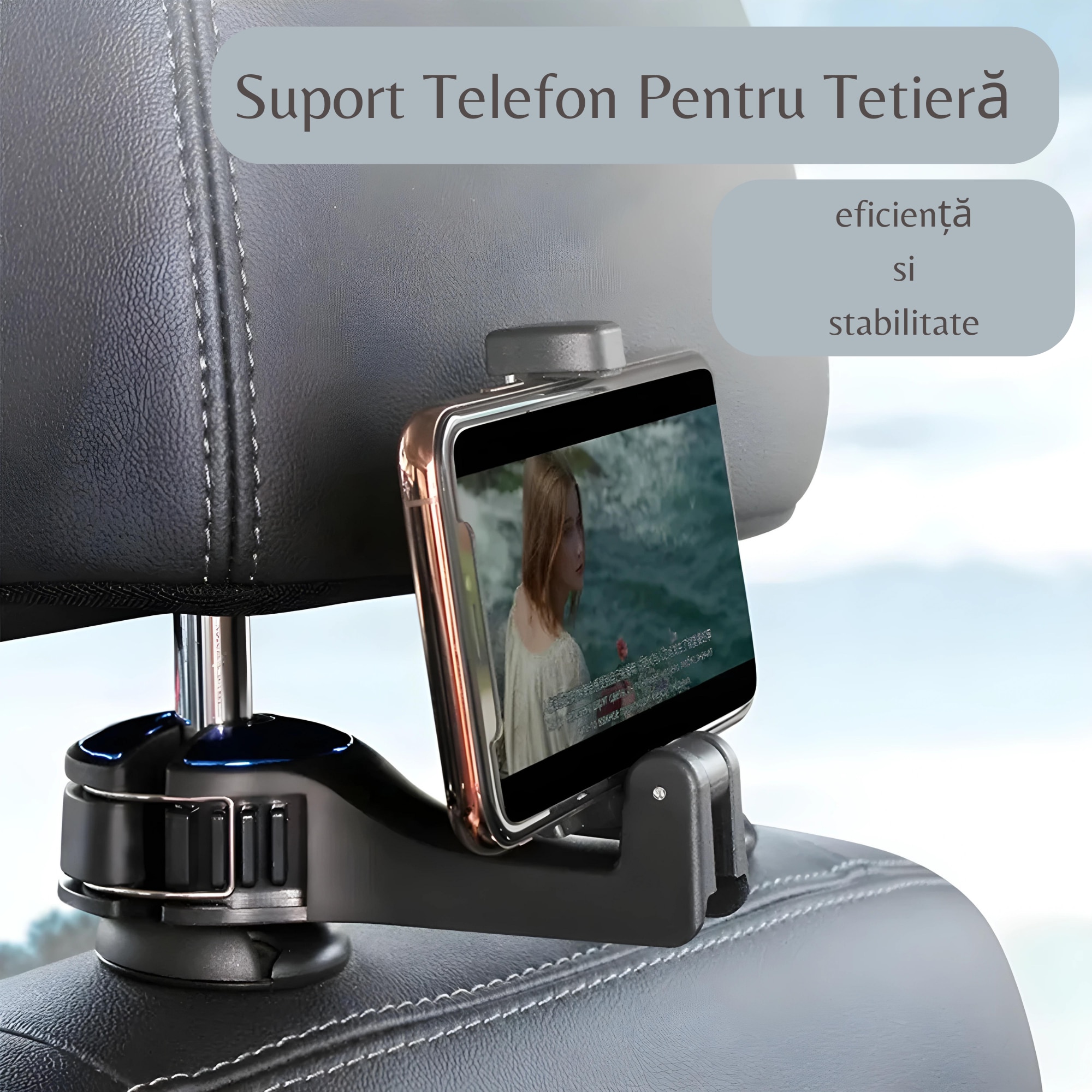 Carlig pentru Tetiera Auto cu Suport pentru Telefon, 2 in 1 - eMAG.ro