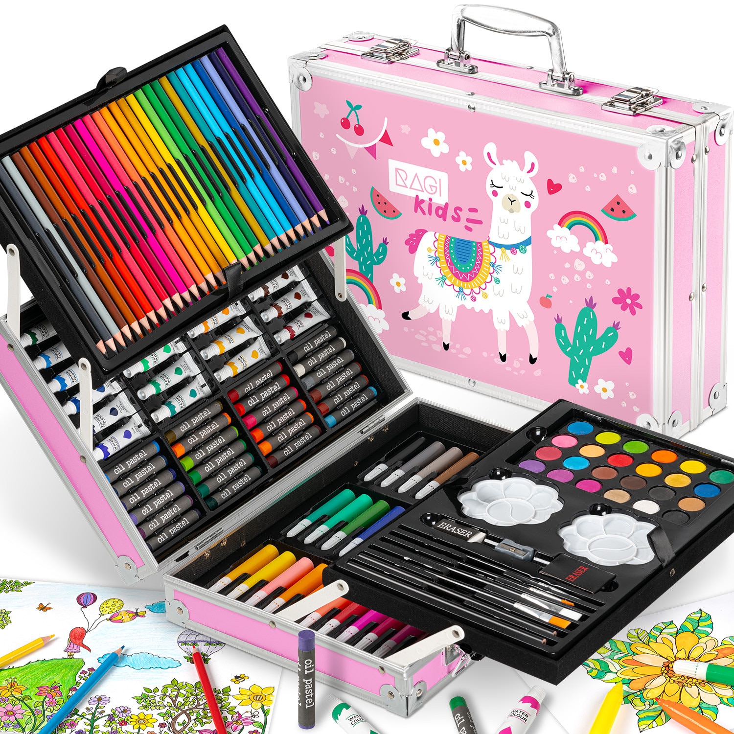 Set complet profesional de pictura si desen pentru copii, 145 piese ...