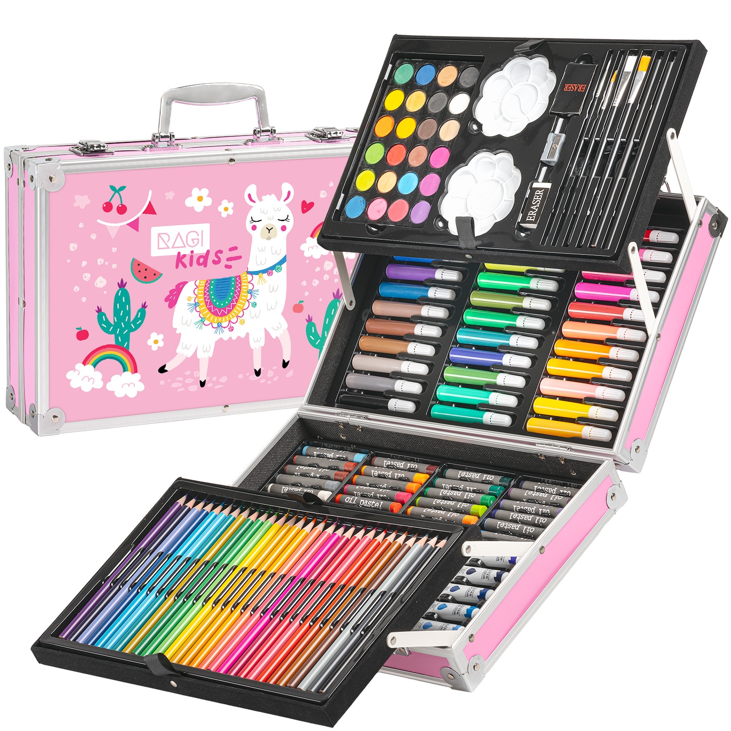 Детски комплект за рисуване 145 части розова метална кутия Emag Bg