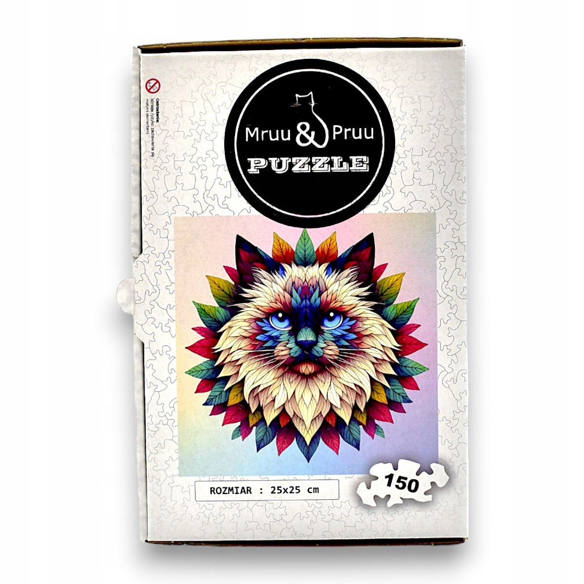 Puzzle Mruu&Pruu 25 x 25 cm pisica pufoasa colorata 150 piese din lemn ...