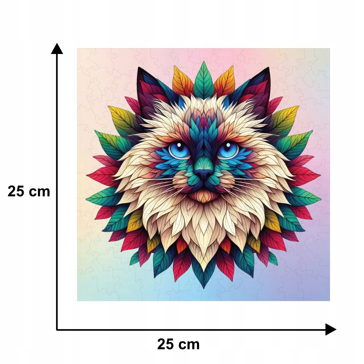 Puzzle Mruu&Pruu 25 x 25 cm pisica pufoasa colorata 150 piese din lemn ...