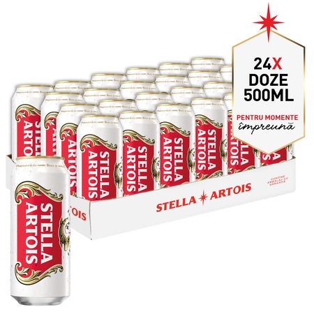 Bere Blonda superioara Stella Artois, Doza, 24 x 0.5l - eMAG.ro