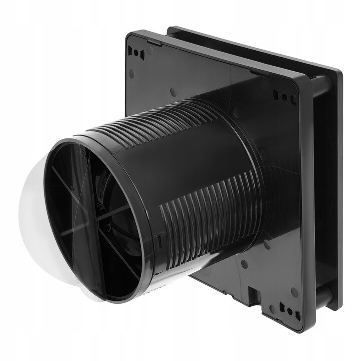 Ventilator baie Eberg EVO MB 100 T cu placa de sticla neagra mata, 15W - eMAG.ro