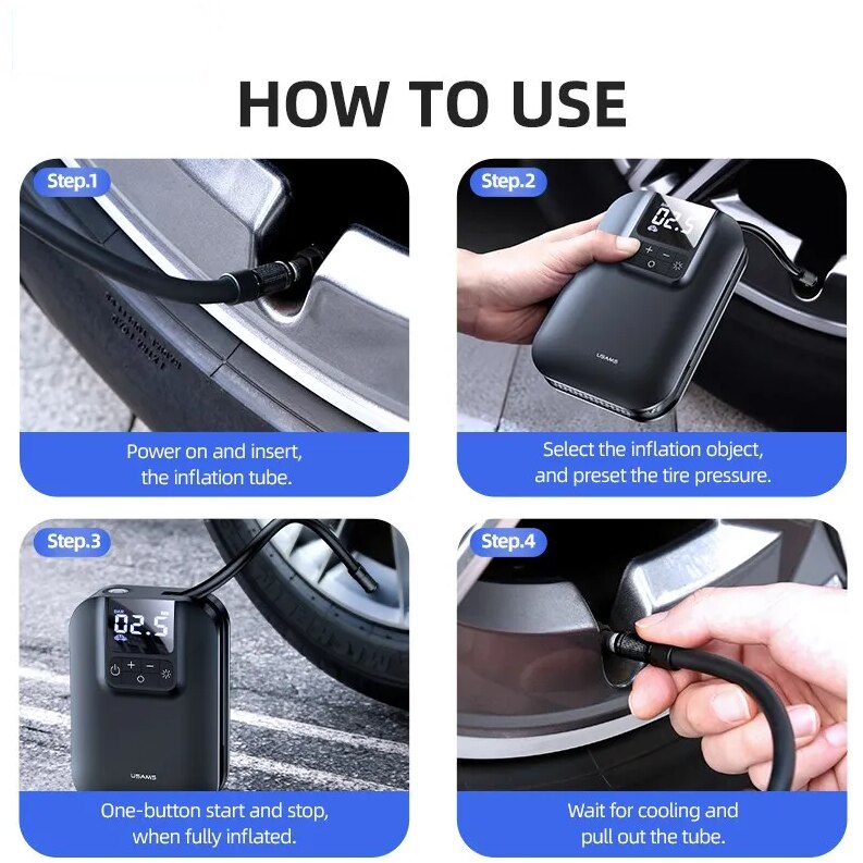 Mini compresor pentru bicicleta, motocicleta si masina, portabila, cu ...