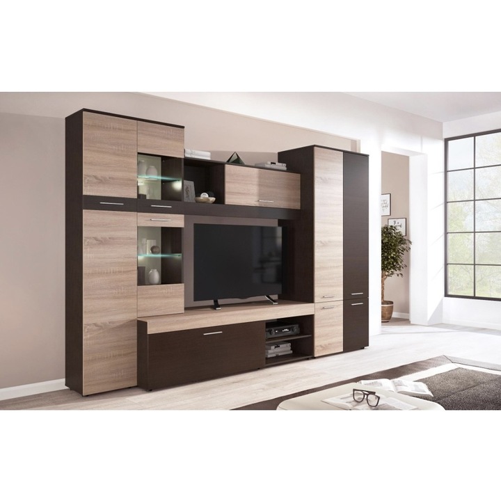 Mobila Living Orion Wenge si Sonoma - eMAG.ro