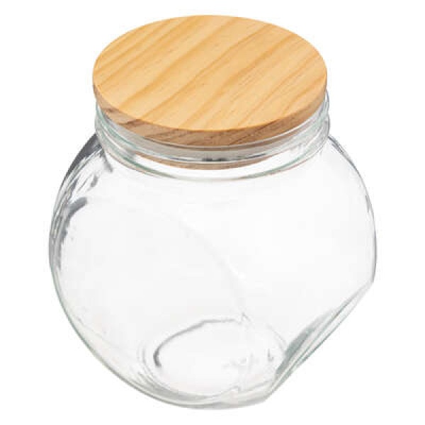 Borcan de sticla premium cu capac din bambus, pentru depozitare ...