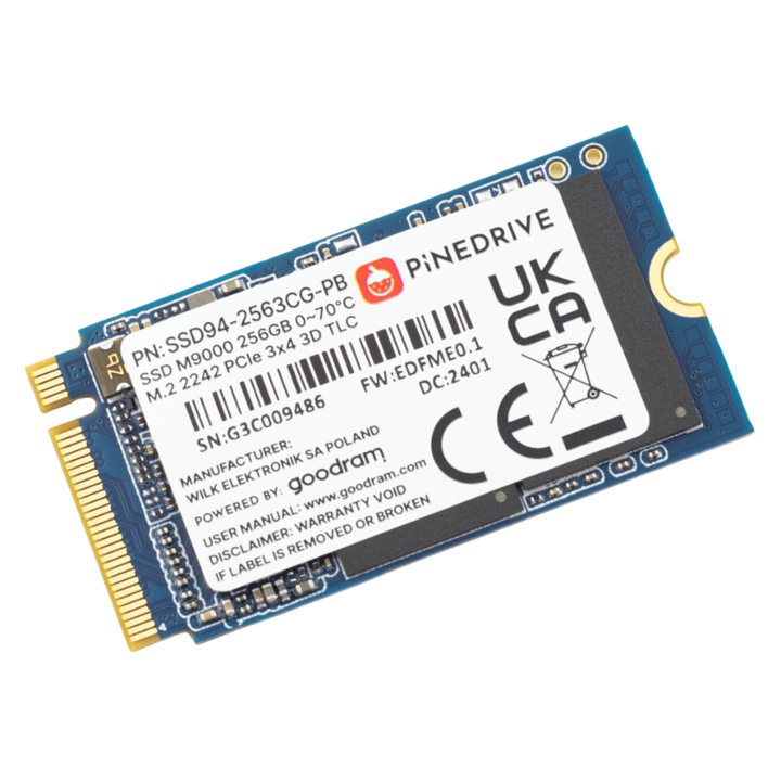 SSD NVME Pineberry Pi pentru Raspberry Pi 5, 256GB, 2242, 2250MB/s ...