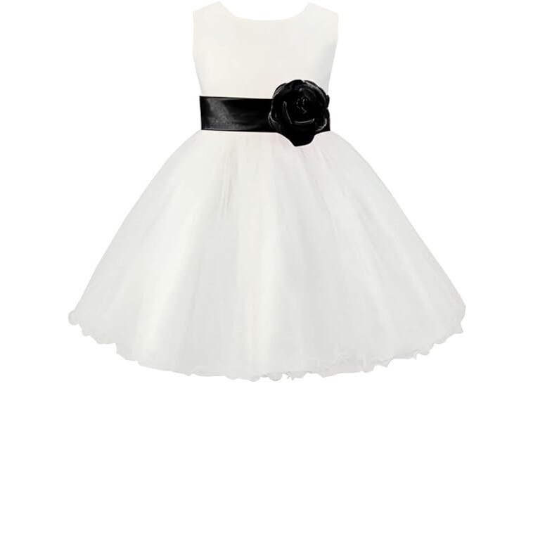 Rochie pentru fetita, din tul, alba si neagra, marimea 100, 4 ani ...