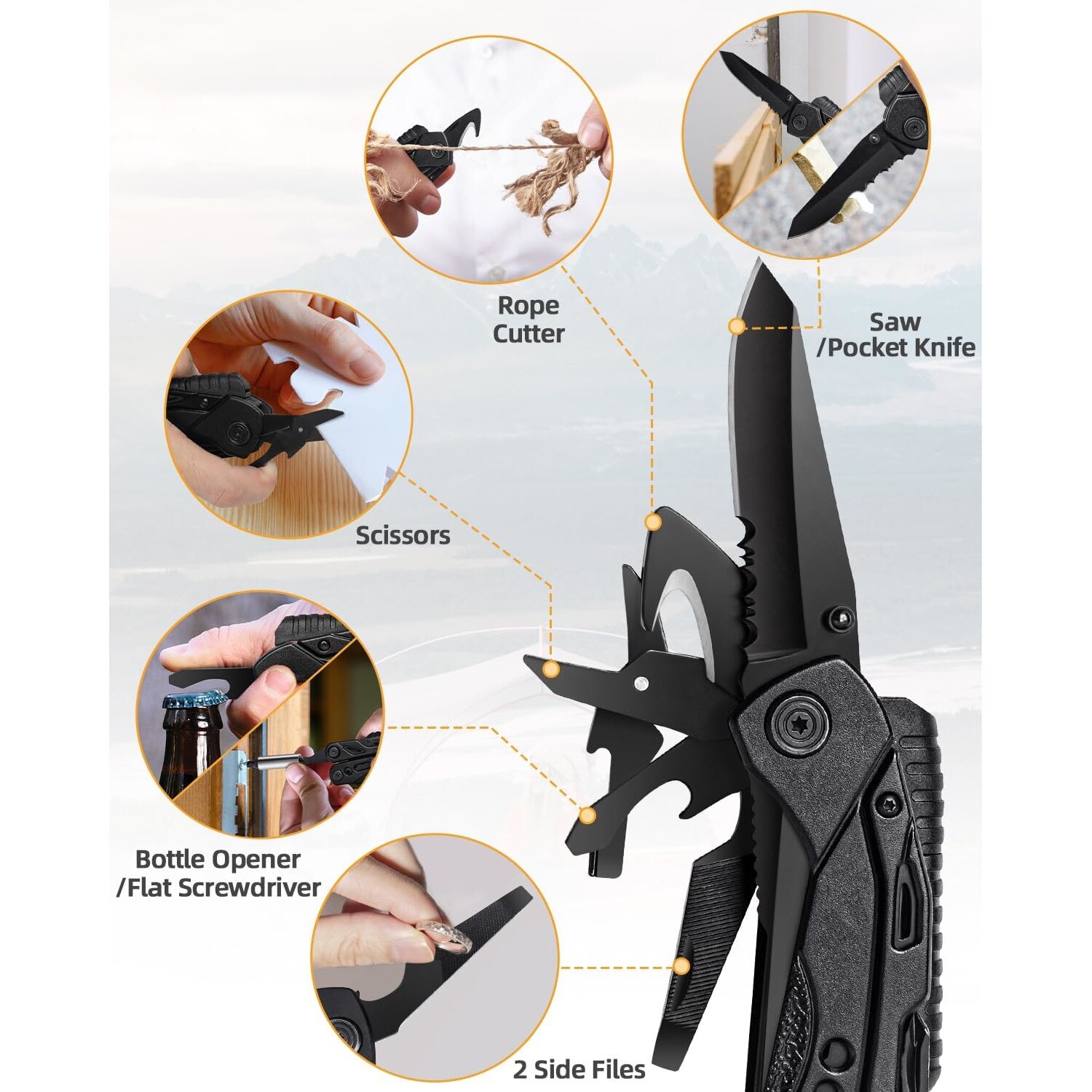 Cutit multifunctional 24 in 1, Otel, Negru - eMAG.ro