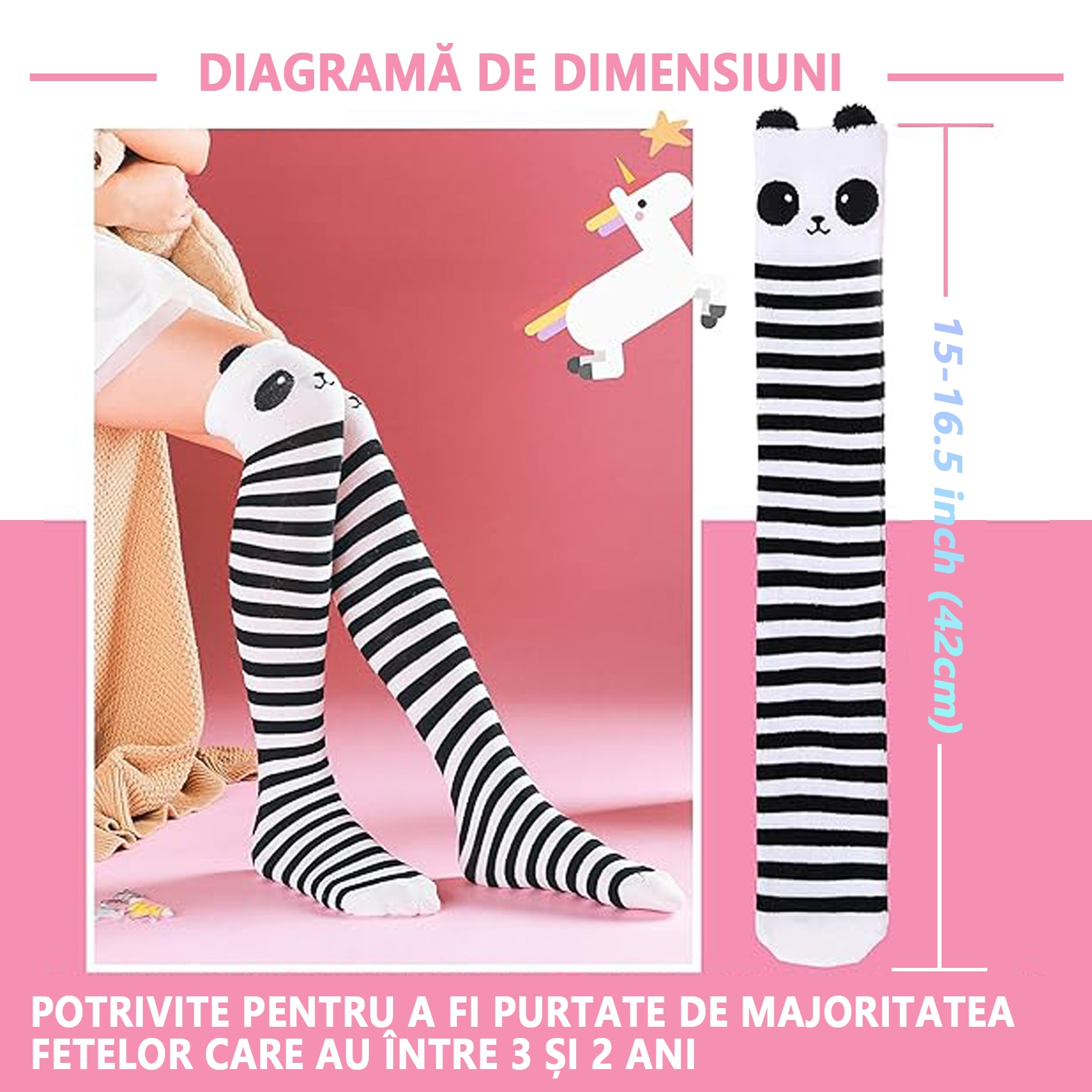 Set de 6 perechi sosete peste genunchi pentru copii, Yulinland ...