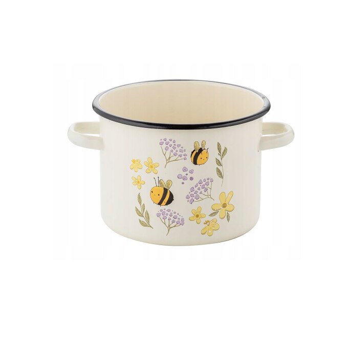 Oala din otel emailat sticlos, 22cm, 6l, decor Albinute, Bee Florina ...
