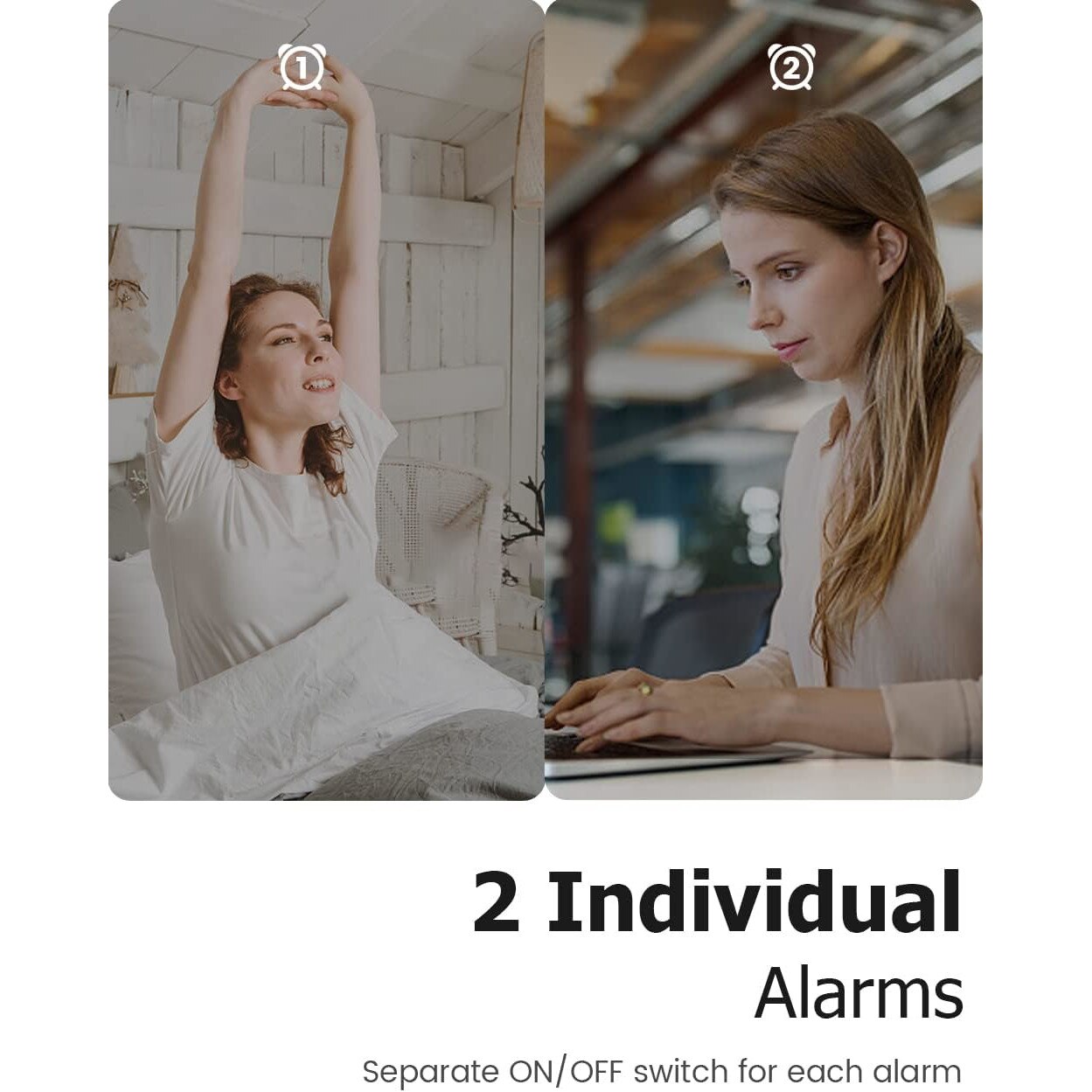 Ceas desteptator digital aboveClock, din lemn pentru noptiera cu 2 ...