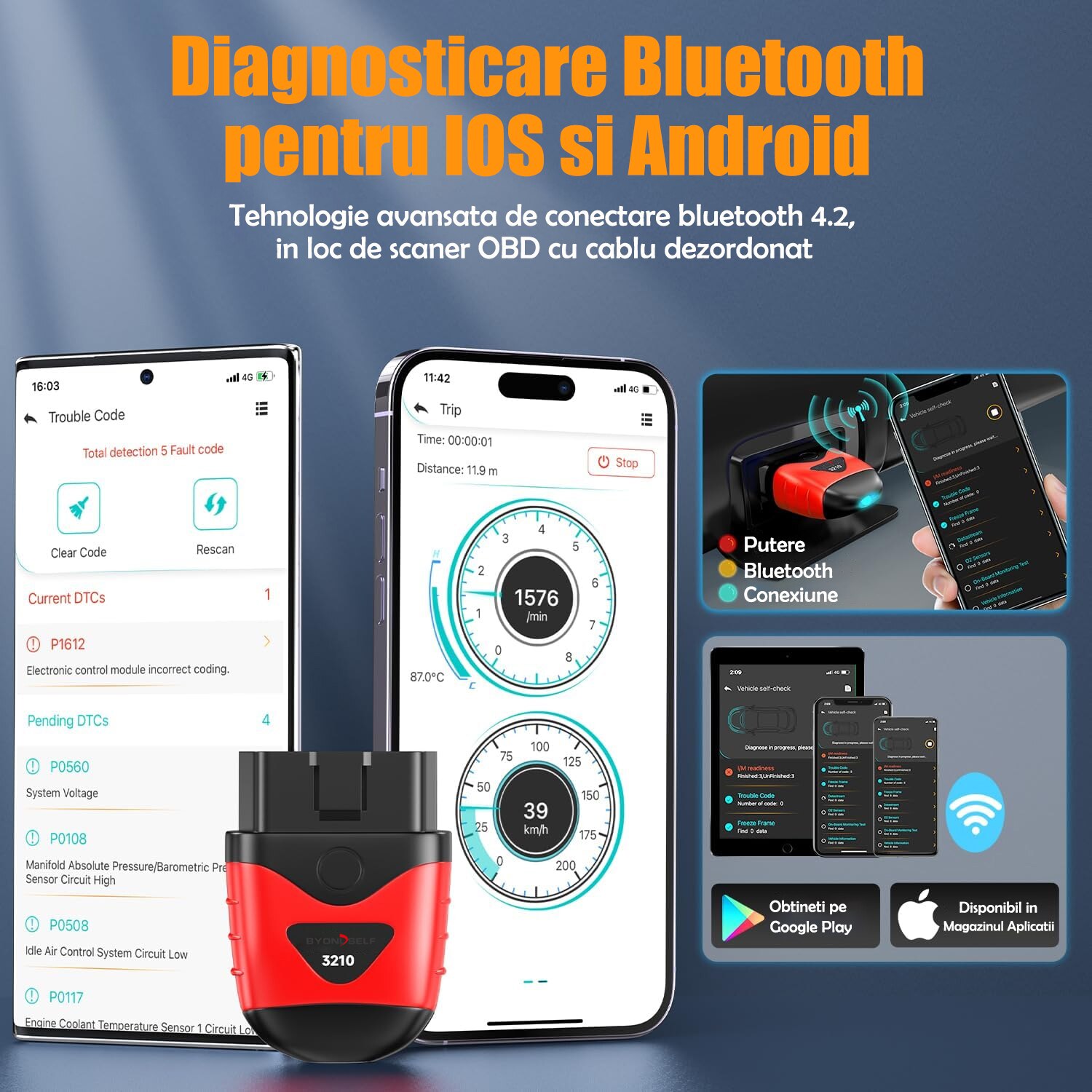 Tester Auto / Interfata OBD II, BYONDSELF®, Bluetooth, Sistem Complet ...