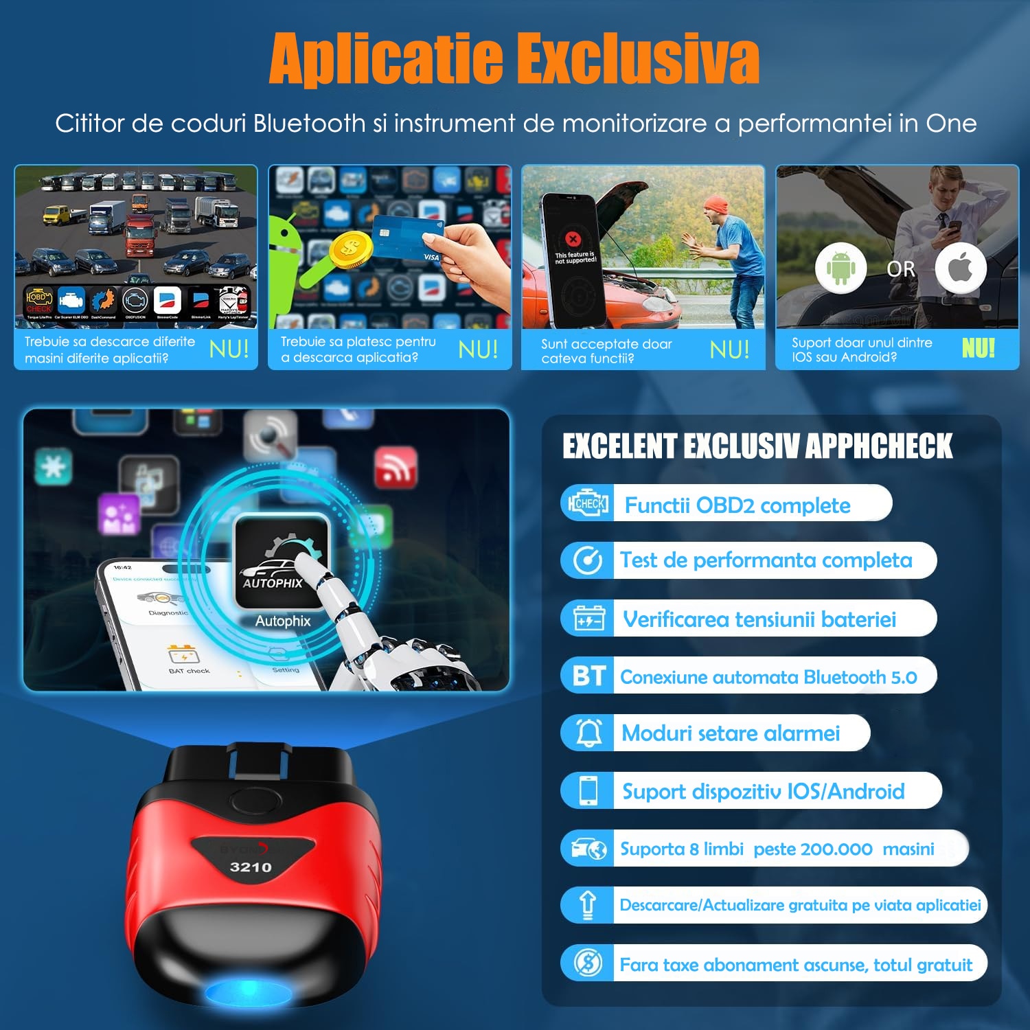 Tester Auto / Interfata OBD II, BYONDSELF®, Bluetooth, Sistem Complet ...