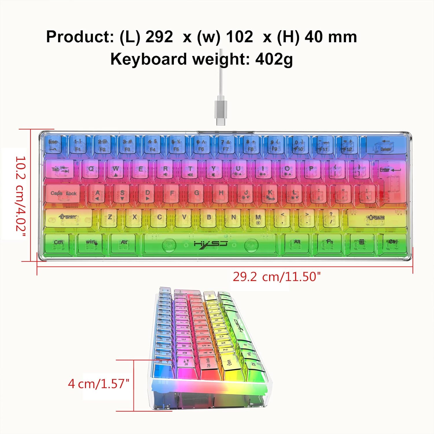 Tastatura gaming MOSMAOO®, Cu 61 taste, Tastatura cu membrana, ABS, USB ...