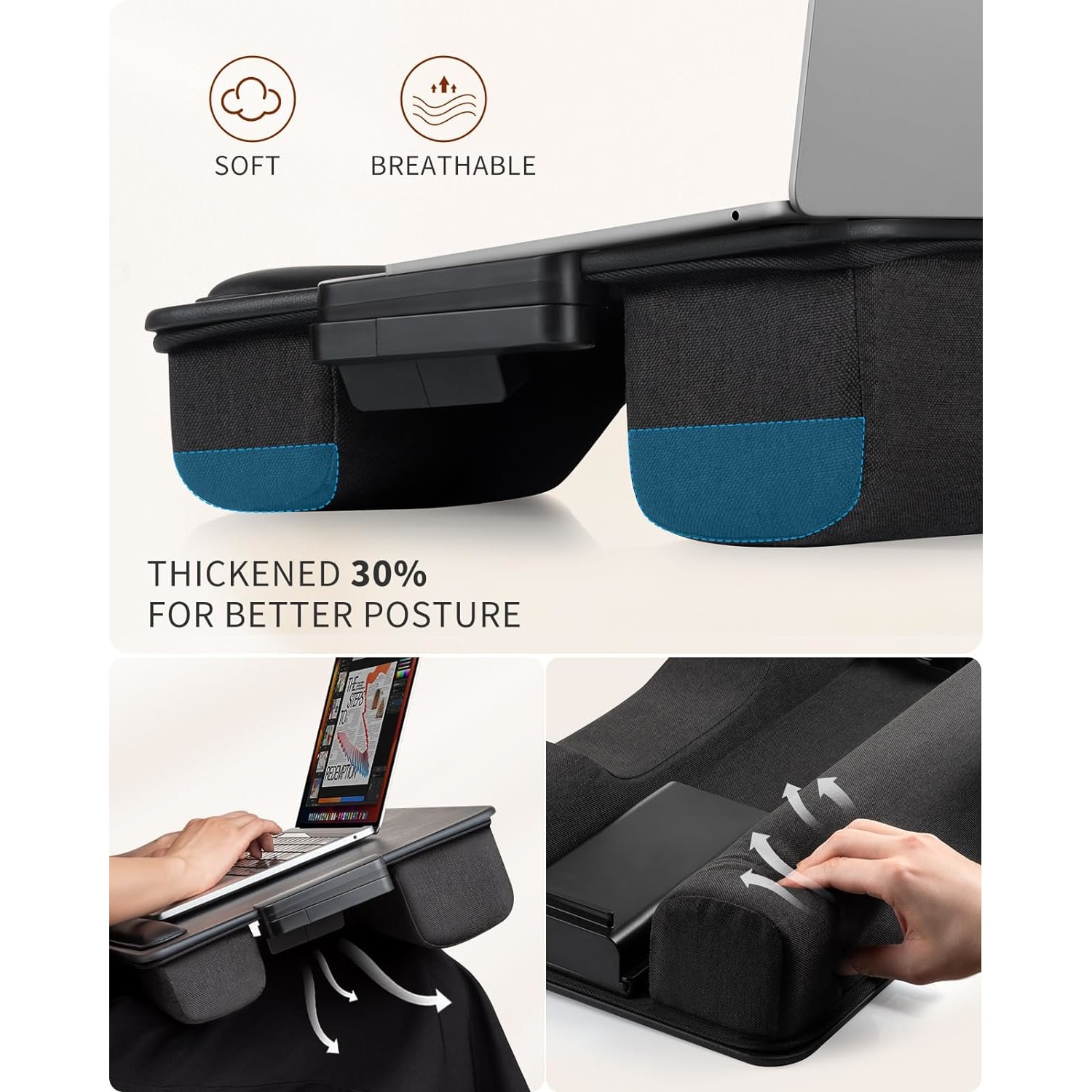 Masuta cu perna pentru Laptop, SAIJI, Stand tip Birou Multifunctional ...