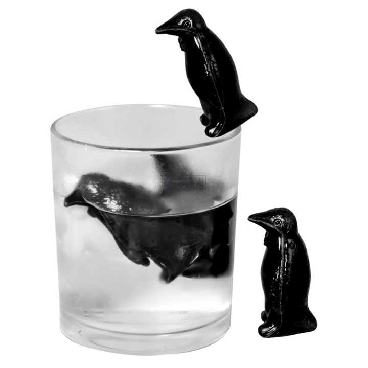 Set 18 pinguini Chilly Feet pentru racit bauturi, plastic, alb negru ...