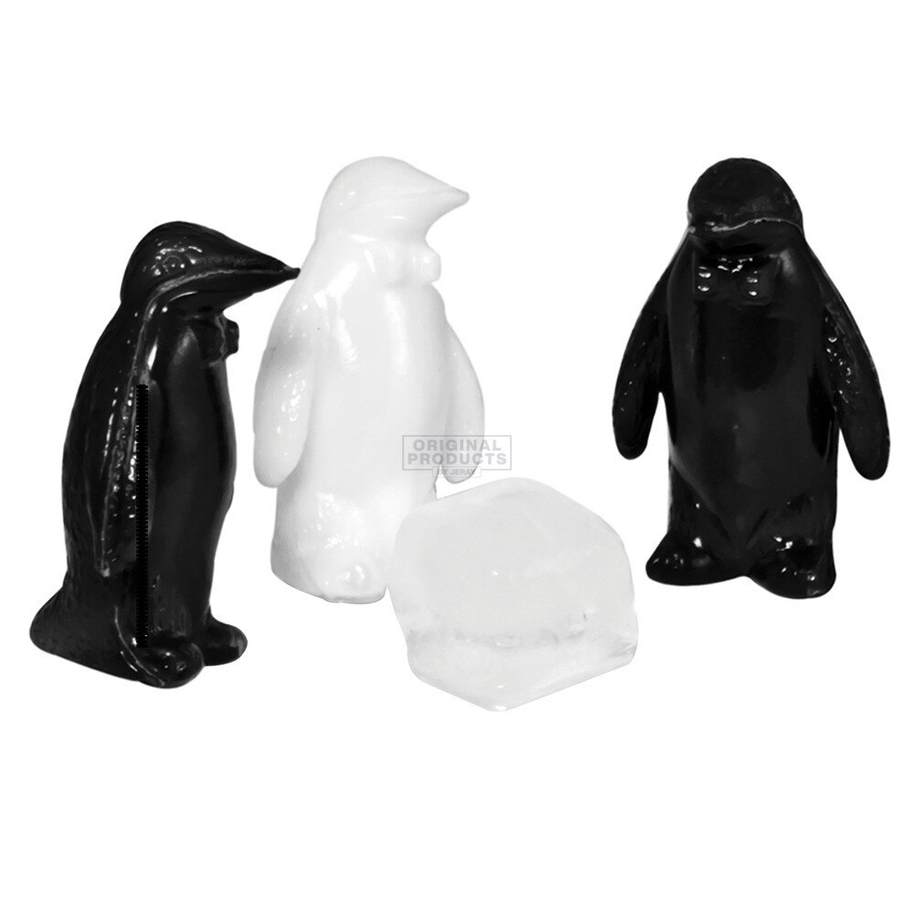 Set 18 pinguini Chilly Feet pentru racit bauturi, plastic, alb negru ...