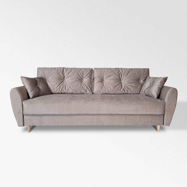 Canapea extensibila Olivia 140, Iza, pat, saltea arcuri Relaxa, lada ...