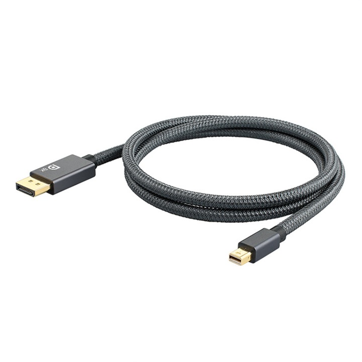 Cablu, Mini DisplayPort/DisplayPort, Nailon, 2m, Gri - eMAG.ro