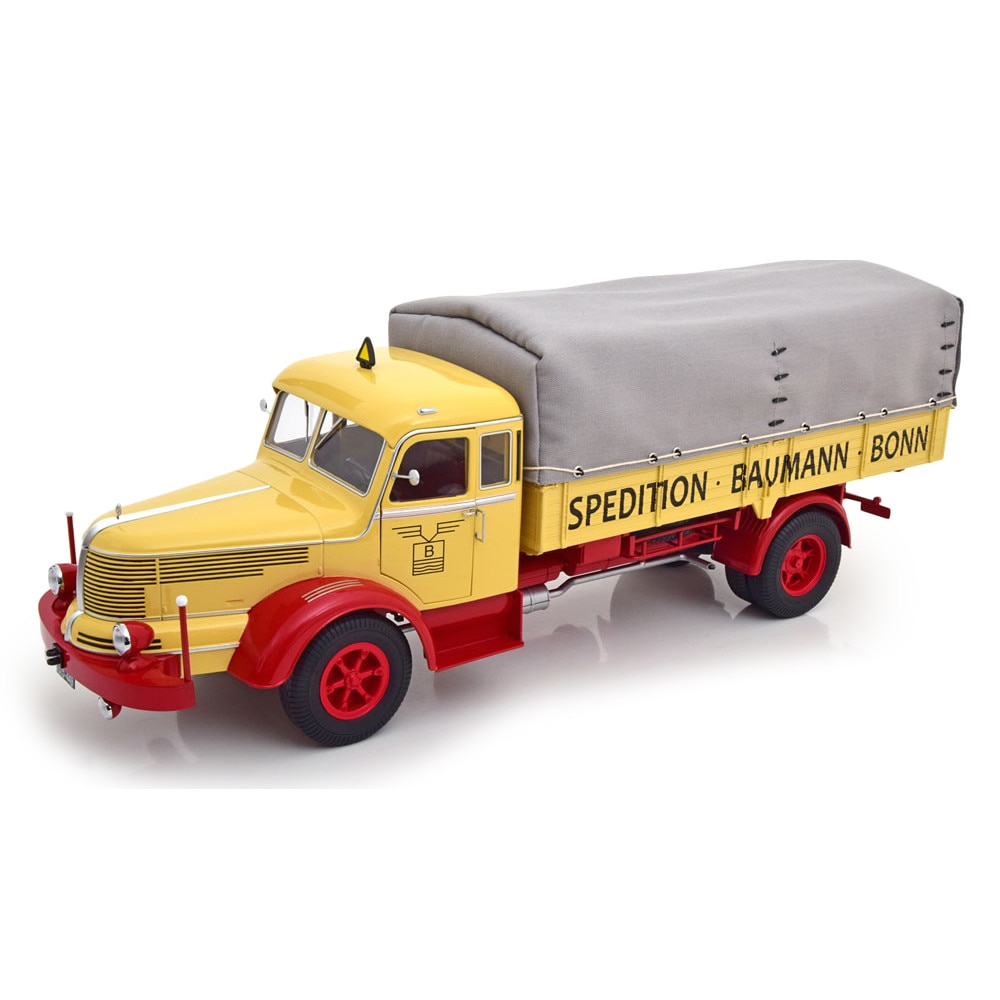 Macheta Camion Krupp Titan SWL 80 flatbed truck Baumann with tarp 1950 ...