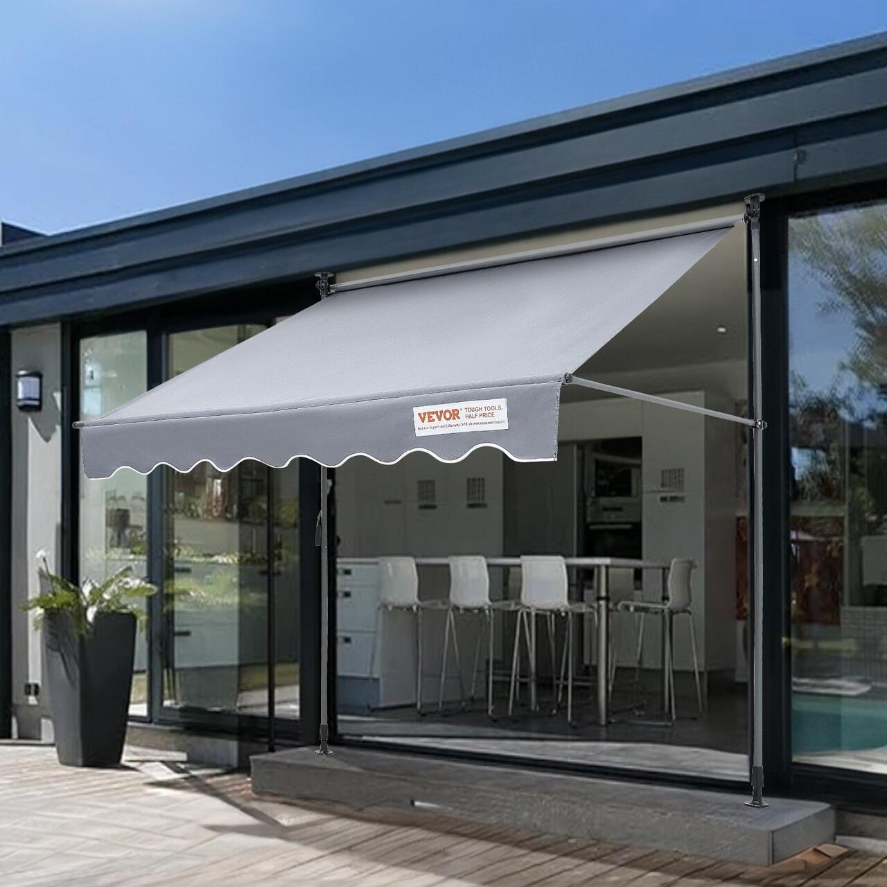 Copertina retractabila cu coloane prindere, 300 x 120 cm, Gri, UV 80 ...