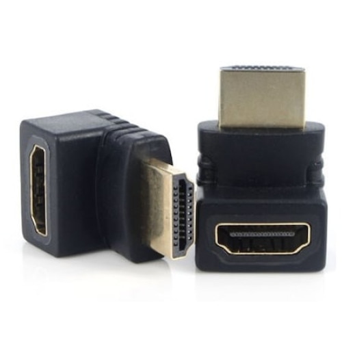 Mufa/Adaptor HDMI unghi 90 grade, mama-tata, contacte aurite, negru ...
