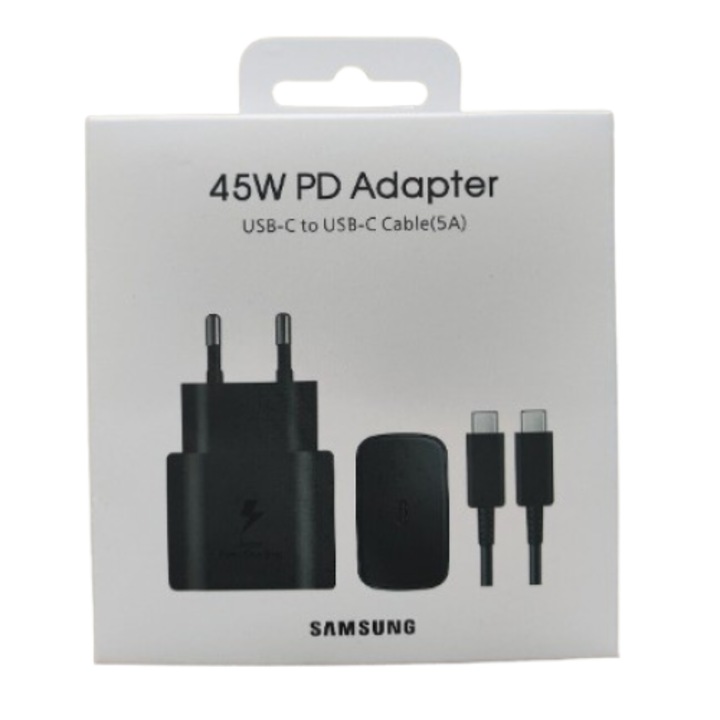 Set Incarcator Samsung Super fast charger 45w, cablu c-c 5A, 1m - eMAG.ro