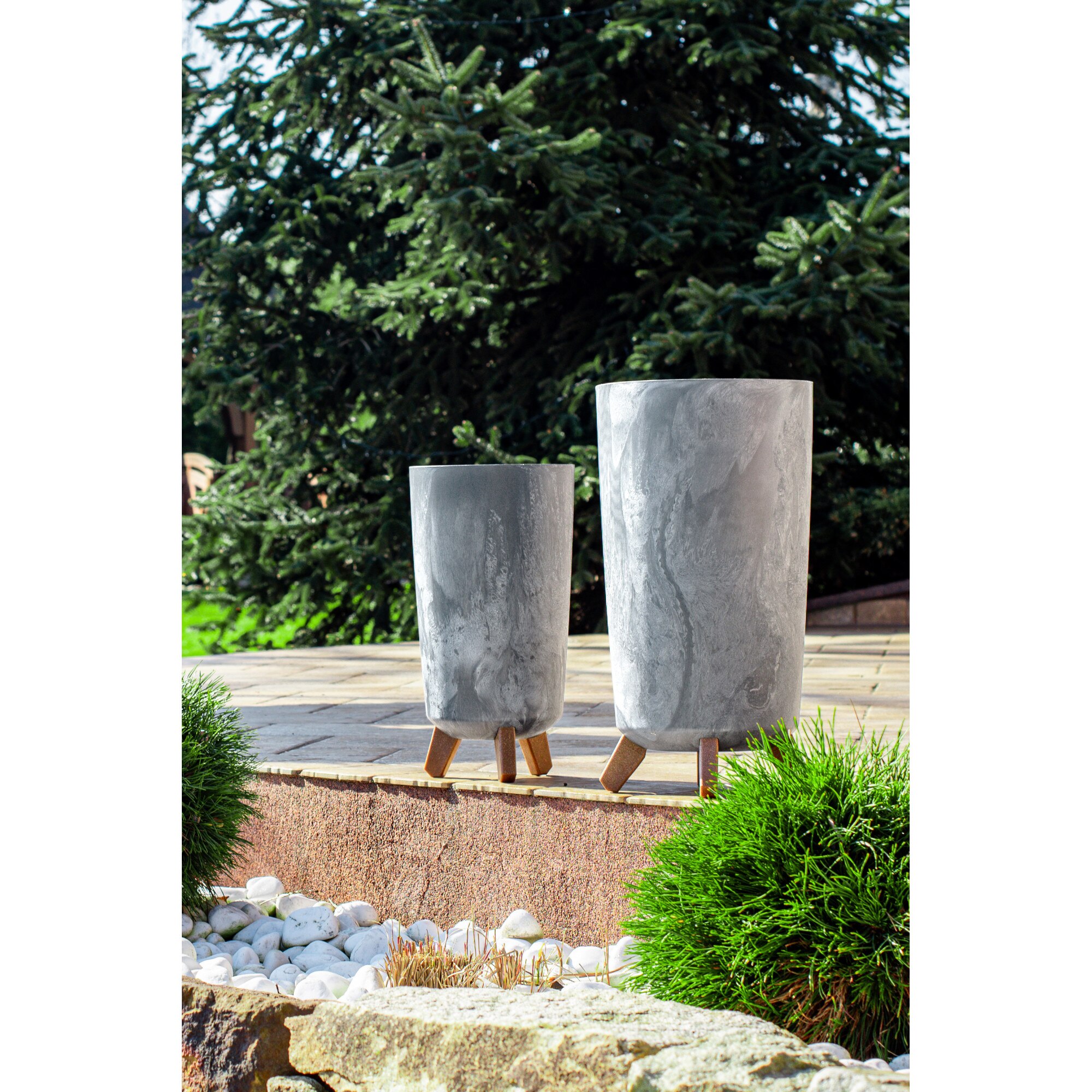 Ghiveci rotund inalt Gracia Tubus Slim Beton Effect DGTL240E-422U ...