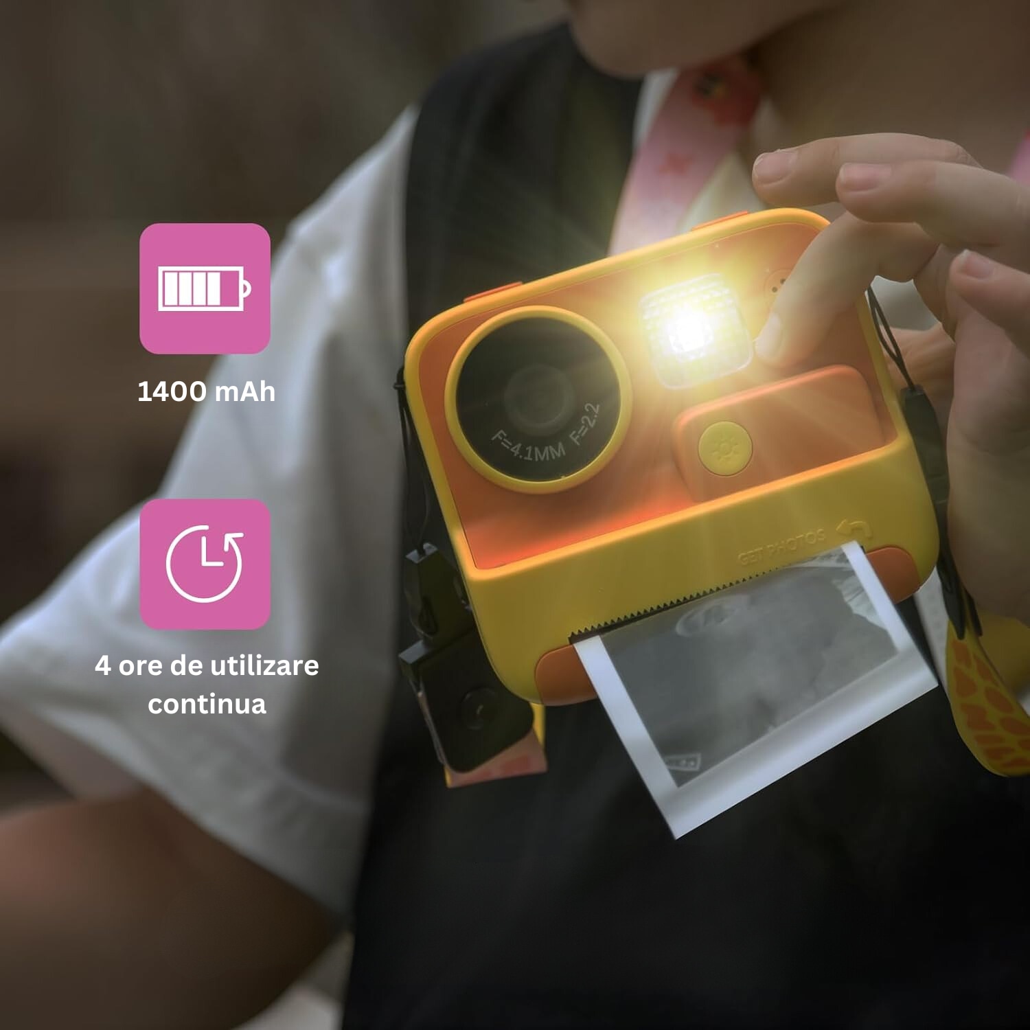 Aparat Foto/Video pentru Copii cu Imprimare Instant, Camera Selfie ...