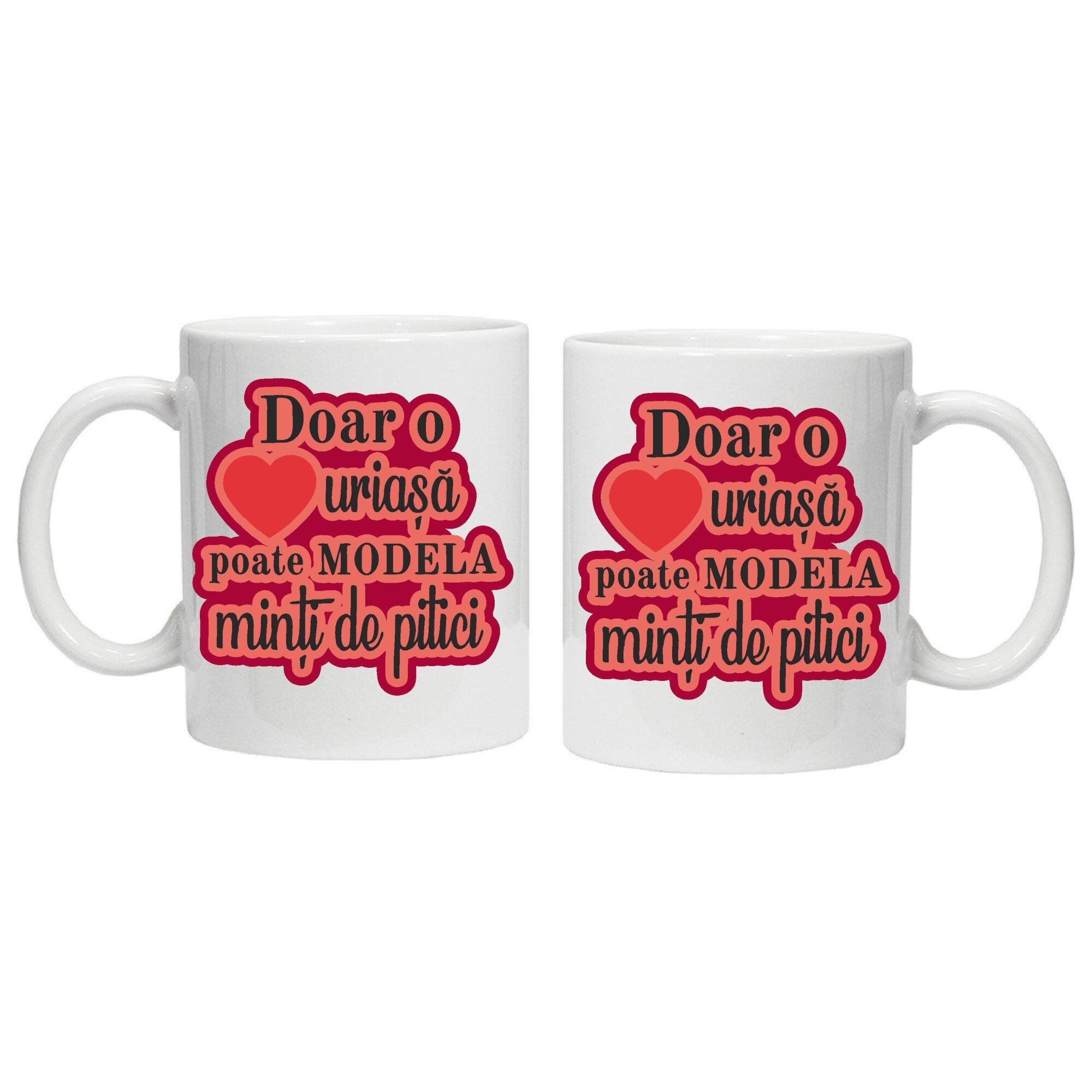 Cana personalizata "Doar o inima uriasa ...", CRD PRINT, 330ml, alba - eMAG.ro