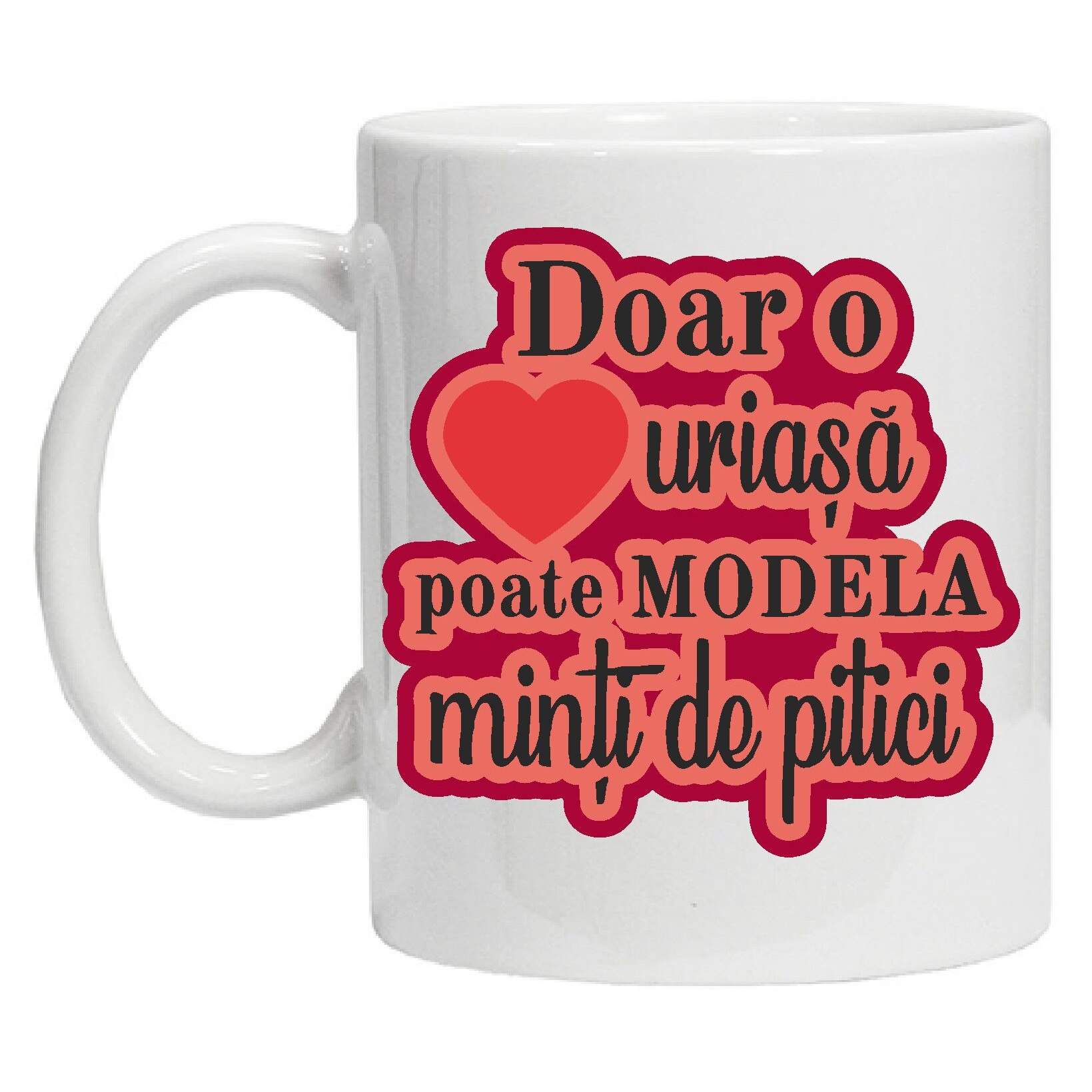 Cana personalizata "Doar o inima uriasa ...", CRD PRINT, 330ml, alba - eMAG.ro
