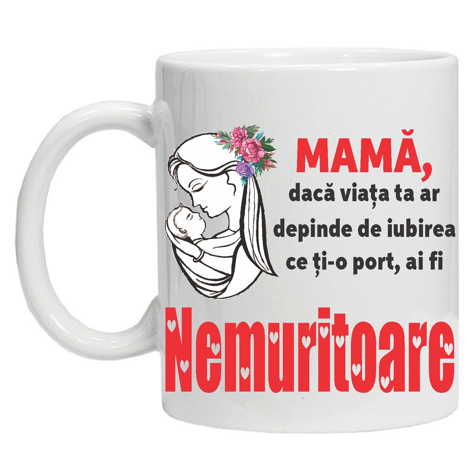 Cana personalizata "mama, daca viata ta ar depinde...", CRD PRINT, 330ml, alba - eMAG.ro