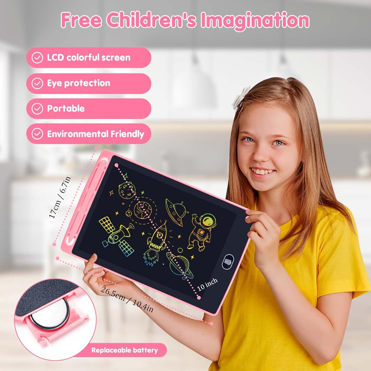 Tabla de scris LCD de 10 inch, Jucarie pentru copii 2 3 4 5 6 ani ...