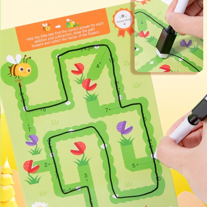 Joc Labirinturi cu 25 de Planse Reutilizabile, educative, Nivel 1, 3 ...