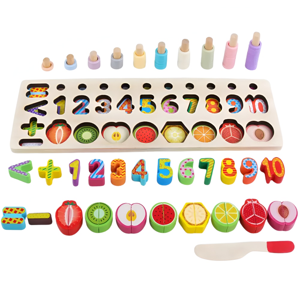 Joc Educativ de Sortare Velixo®, cu Numere Colorate, Fructe Magnetice ...