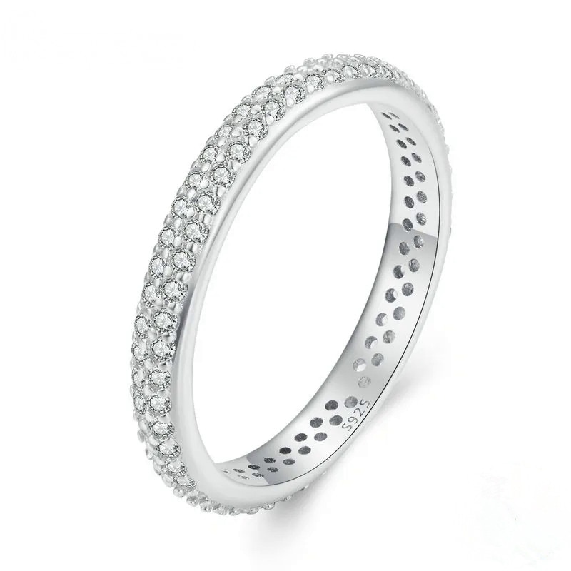 Inel din argint 925, stil verigheta, cu pietre din zirconiu, Zenovia ...