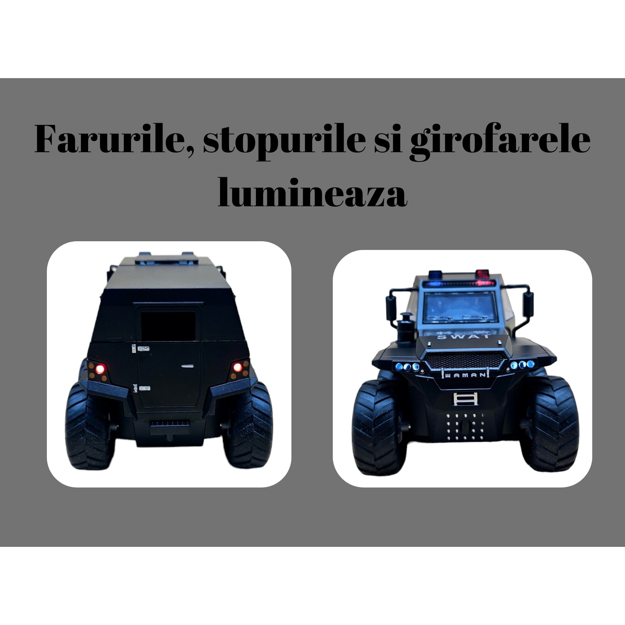 Camion din metal Swat Politie, 3 sunete realistice, Farurile ...