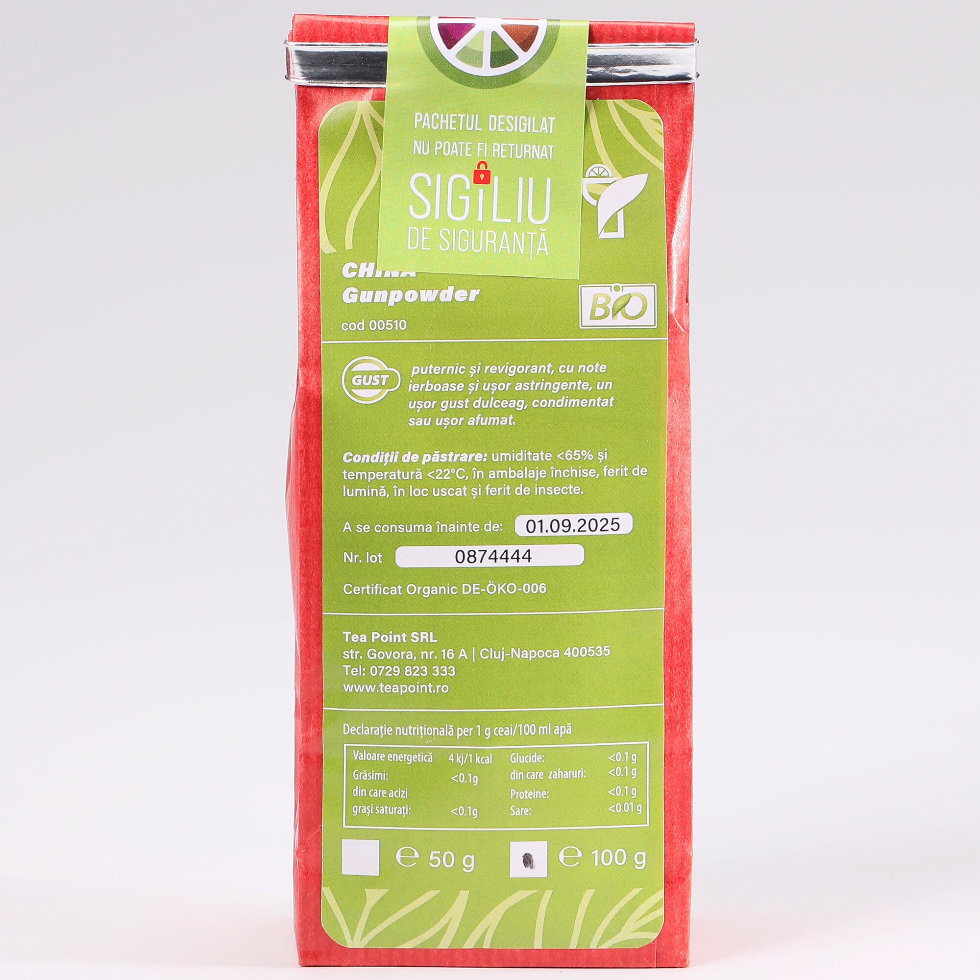Ceai Verde, China Gun Powder BiO, Tea Point 100 g - eMAG.ro