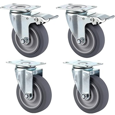 Set 4 roti pivotante, eBA®, 2 roti cu sistem de franare, rotire la 360 ...