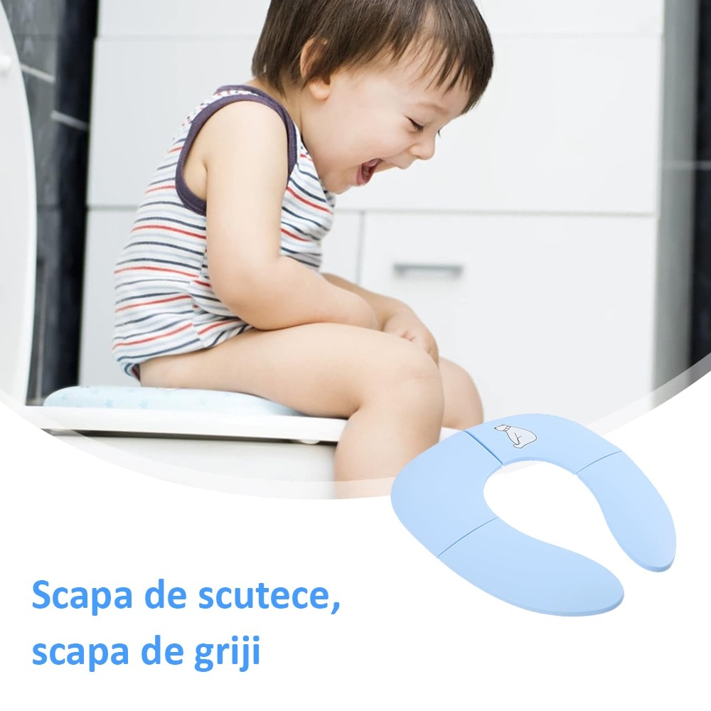 Reductor WC copii, pliabil si portabil, cu ventuza anti-alunecare ...