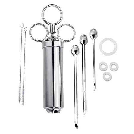 Seringa marinare carne, Inox, 3 ace pentru injectare si perii pentru ...