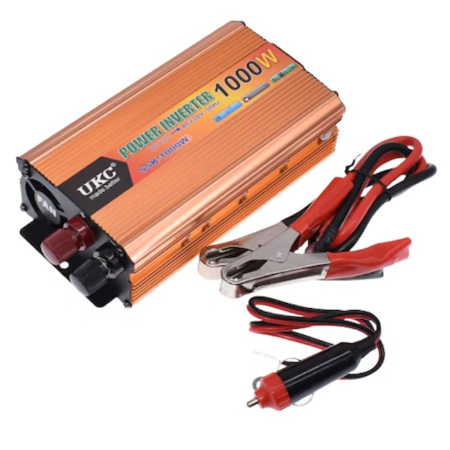 Invertor de tensiune, UKC, 12V – 220V, putere 1000W, Conectare la bricheta sau la baterie auto ...