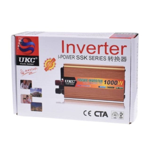 Invertor de tensiune, UKC, 12V – 220V, putere 1000W, Conectare la bricheta sau la baterie auto ...
